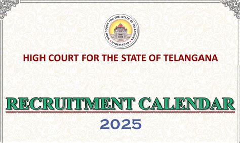 Telangana High Court Recruitment Calendar 2025 Released