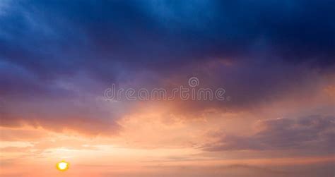 Sunset With Sun Rays Sky With Clouds Stock Image Image Of Abstract