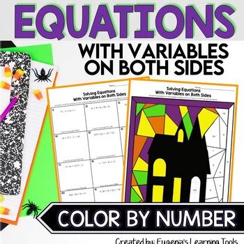 Solving Multi Step Equations With Variables On Both Sides Halloween Activity