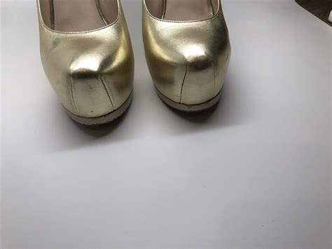 Ysl Yves Saint Laurent Gold Tribute Pump Heel Gem