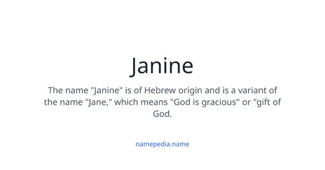 Janine Meaning Nicknames Origins And More Namepedia