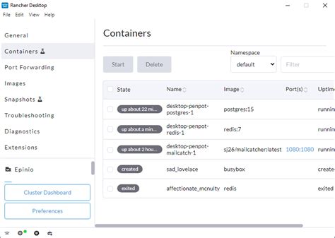 Containers Rancher Desktop Docs