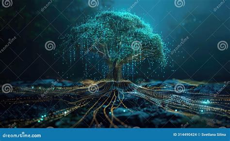 Ai Ethics And Governance Binary Code Leaves Digital Tree Roots Blend With Ai Ethics Law Stock