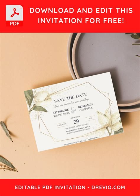 Free Editable PDF Geometric Floral Symphony Wedding Invitation Templates