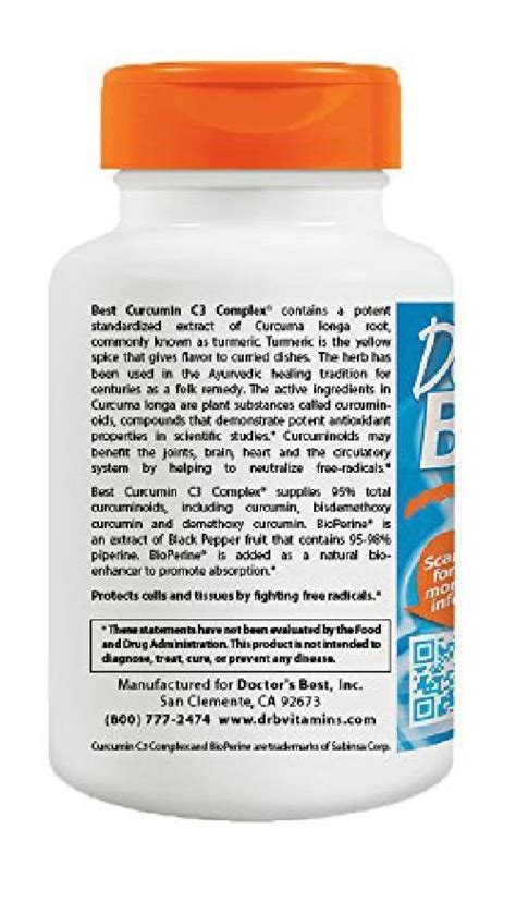 Doctors Best Curcumin Turmeric Root C3 Complex And Bioperine 1000 Mg