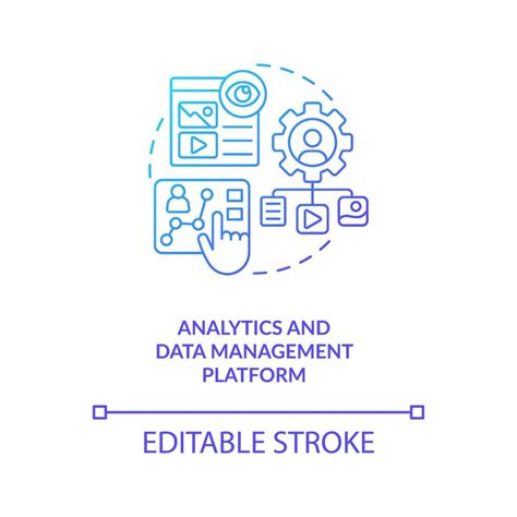 Analítica Y Datos Administración Plataforma Azul Degradado Concepto Icono Digital Márketing