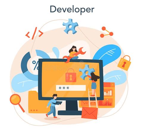 Software Developer Concept Idea Of Programming And Coding Stock