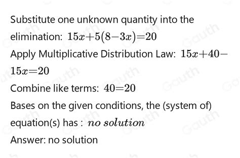 Solved Use Substitution To Determine Whether The System Below Has No Solutions Infinitely Many
