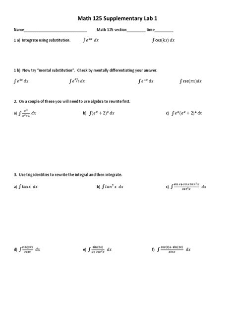 Math 125 Supplemental Lab 1 Pdf Sine Trigonometric Functions