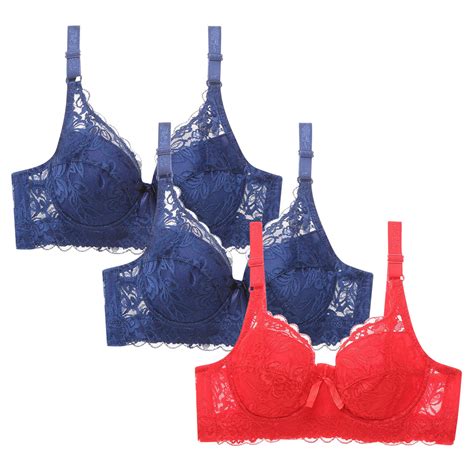 Busydd 3pc Bras For Women Comfy Breathable Lace Wireless Bras For Women