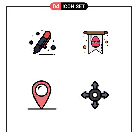 4 Iconos Creativos Signos Y Símbolos Modernos De La Ubicación De