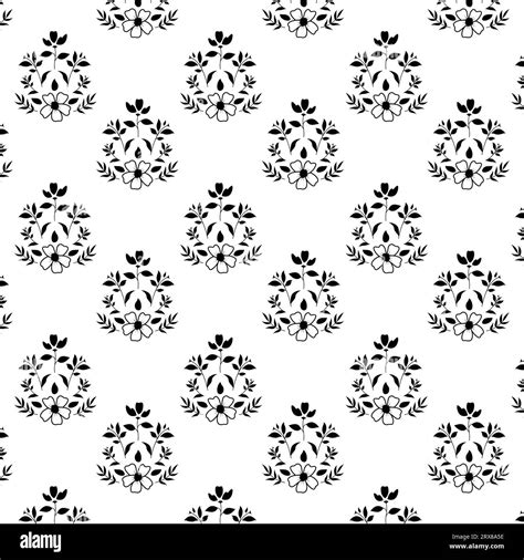 A Monochromatic Floral Repeated Seamless Pattern On A Minimalistic