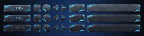 Stone And Blue Crack Neon Light Game Button Sprite 24233377 Vector Art