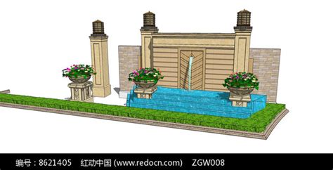 现代欧式喷水跌水景墙图片下载 红动中国