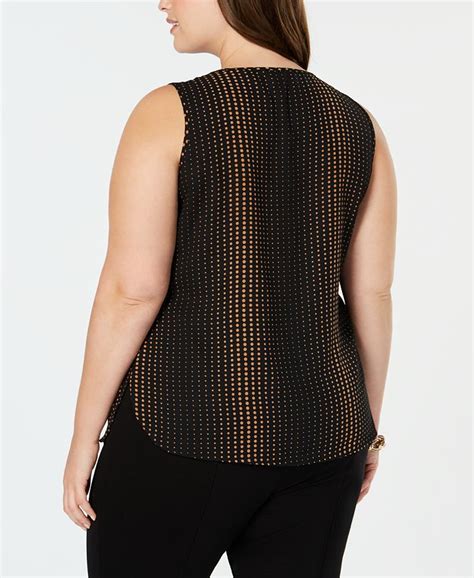 Anne Klein Plus Size Printed Scoop Neck Sleeveless Top Macys