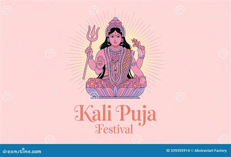 Colorful Kali Puja Festival Illustration On Pink Background Stock