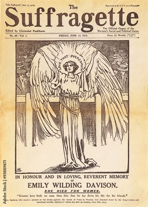 Front Cover Of The Suffragette Magazine Dedicated To Emily Davison