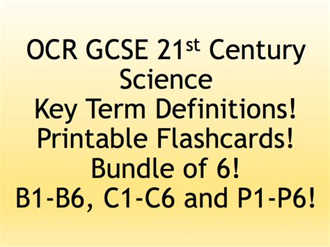 Ocr Gcse 21st Century Science Key Terms On Printable Flashcards With