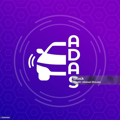 Advanced Driverassistance System Vector Icon With A Car Stock