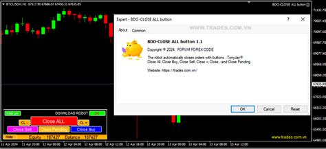 Tool Close All Button MT4 Đóng Lệnh bằng 1 nút bấm Forex