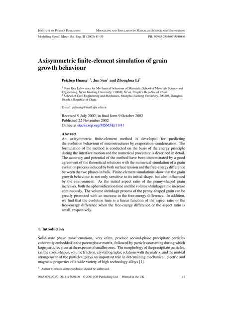 Pdf Finite Element Simulation Of Grain Growth Behavior By Evaporation