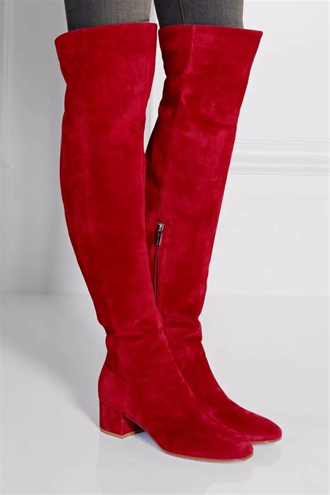 Moraima Snc Newest Red Suede Round Toe Over The Knee Boots 2018 Thick