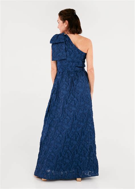 Caroline One Shoulder Gown Navy Organza Abbey Glass