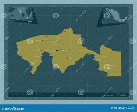 Tabasco Mexico Solid Labelled Points Of Cities Stock Illustration