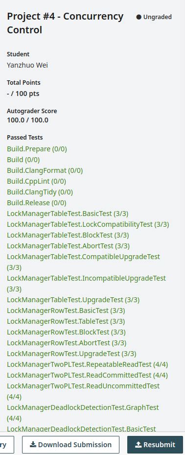 cmu15 445 project4 concurrency control 项目记录 卓先生的小站