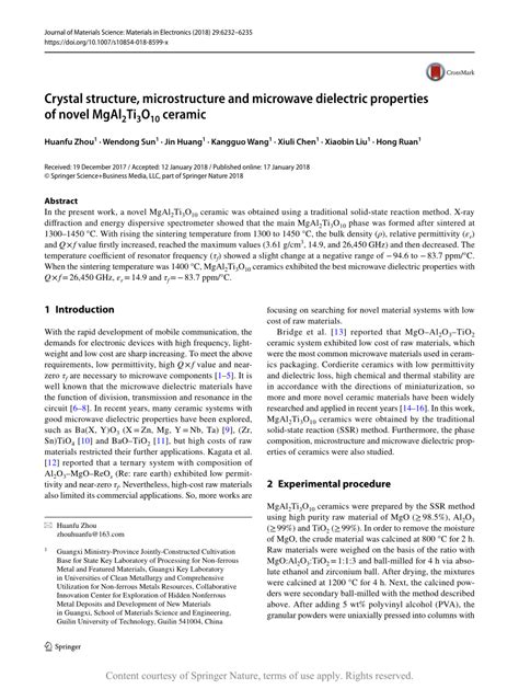 Crystal Structure Microstructure And Microwave Dielectric Properties