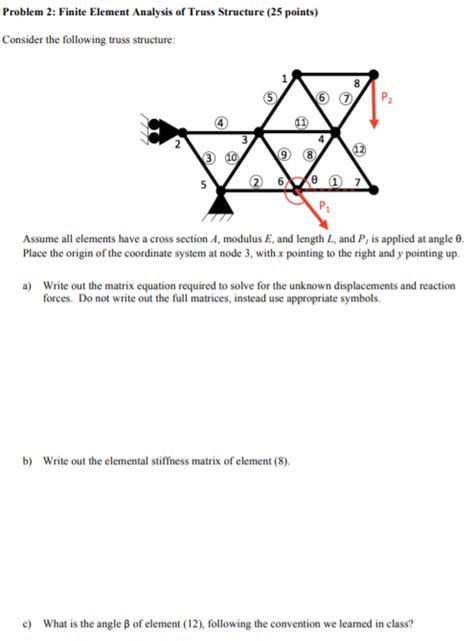 Solved Problem 2 Finite Element Analysis Of Truss Structure Chegg Com