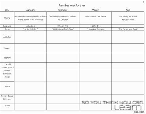 So You Think You Can Learn Favorite Lds Primary Calendars And Schedules