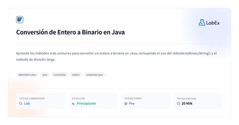 Convertir Entero A Binario En Java Labex