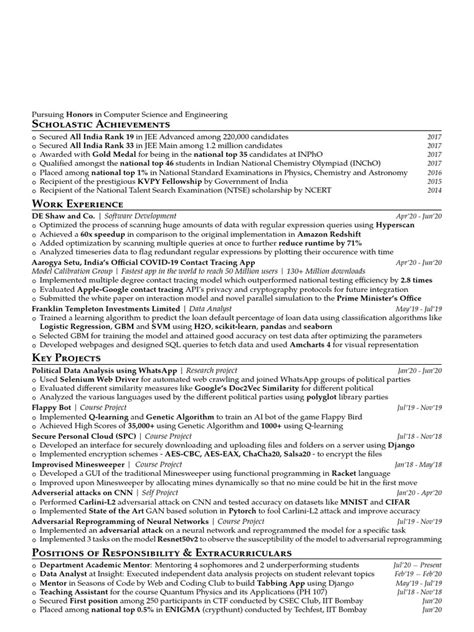 devansh garg one page resume pdf computing computer science