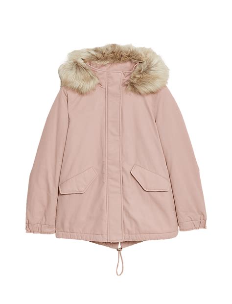 Buy Cotton Rich Hooded Borg Lined Parka Coat At Marks And Spencer