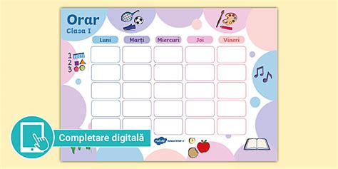 Orar Cu Completare Digitală Pentru Clasa I Twinkl