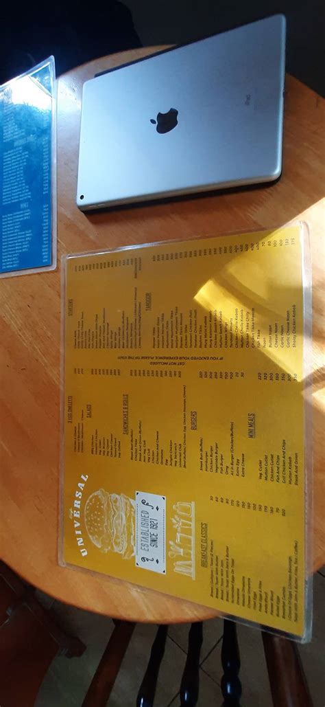 Menu At Cafe Universal Mumbai