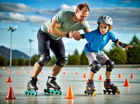 Premium Photo A Sportsman Teaching Aggressive Inline Skating