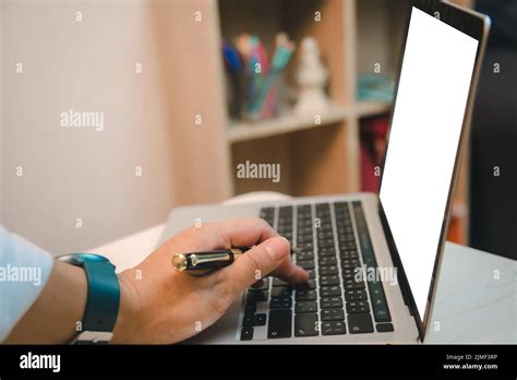 hand man using keyboard computer laptop digital internet technology