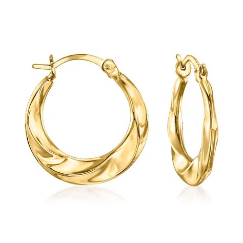 14kt Yellow Gold Twisted Hoop Earrings 14kt Gold Hoop Earrings