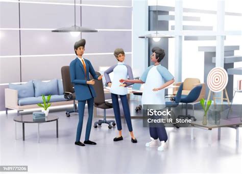 사무실에서 이야기하는 사람들 사무실에서 함께 일하고 프로젝트에 대해 공동 작업하는 사람들 3d 렌더링 그림 3차원 형태에 대한 스톡 사진 및 기타 이미지 Istock