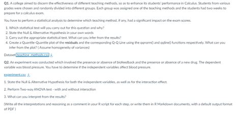 Use R Program To Solve The ProblemsFor Question 1 Chegg Com