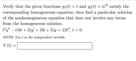 Solved Verify That The Given Functions Y1tt And