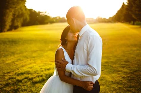Premium Photo Lovely Wedding Couple At Sunset Bride Groom In Wedding
