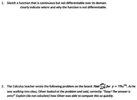 Texts 1 Sketch A Function That Is Continuous But Not Differentiable Over Its Domain Clearly
