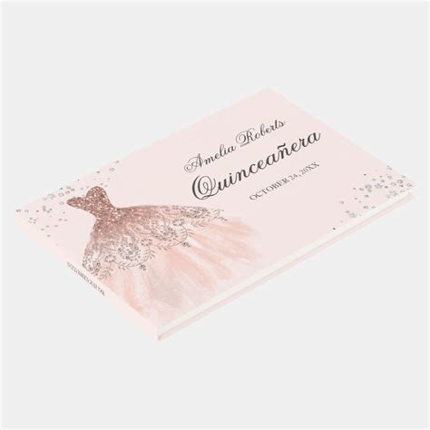 Sparkle Dress Rose Gold Quinceanera Guest Book Quinceanera Guest Book