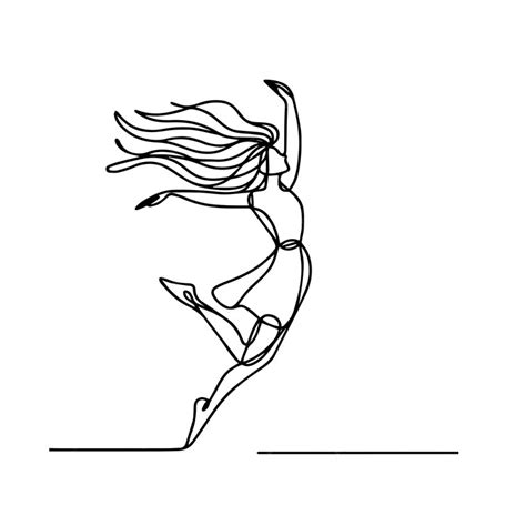 발레를 춤추는 소녀의 연속적인 선 그림 터 일러스트레이션 프리미엄 Ai 생성 벡터