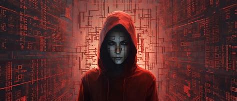 Premium Ai Image Red Hooded Girl Hacker