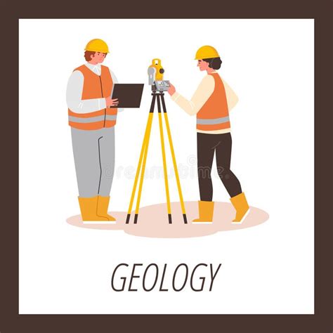 Geologist Field Work Composition With Man And Woman Taking Geodetic