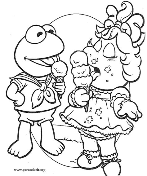 Muppet Babies Kermit The Frog And Miss Piggy Coloring Page